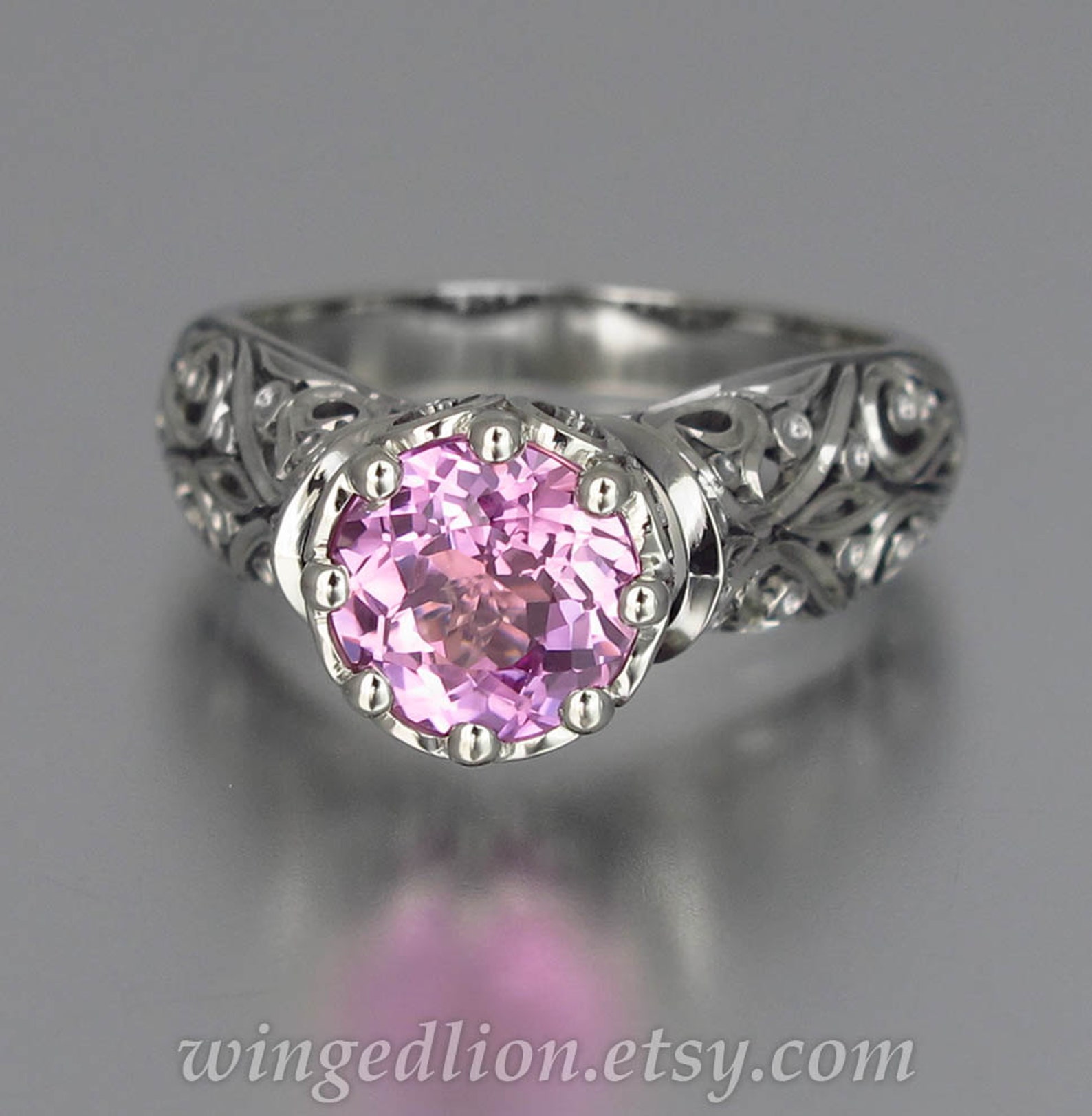 The ENCHANTED PRINCESS 14k Gold Engagement Ring With Created - Etsy