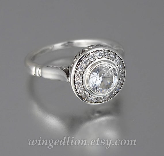 Etsy white sapphire ring store