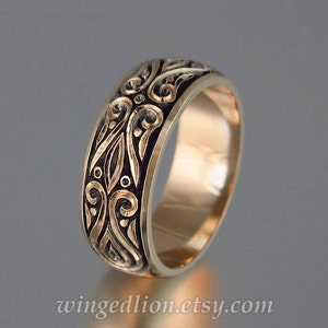 The PRINCE CHARMING 14K Rose Gold Mens Wedding Band - Etsy