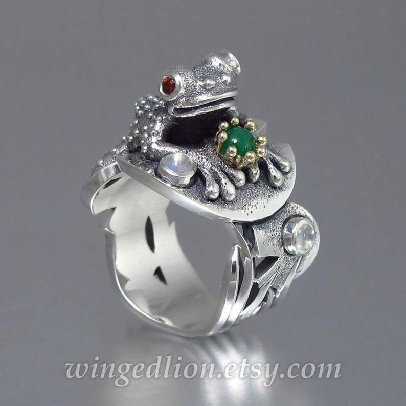 BEFORE THE KISS the Frog Prince Ring in Silver and 14k Gold - Etsy
