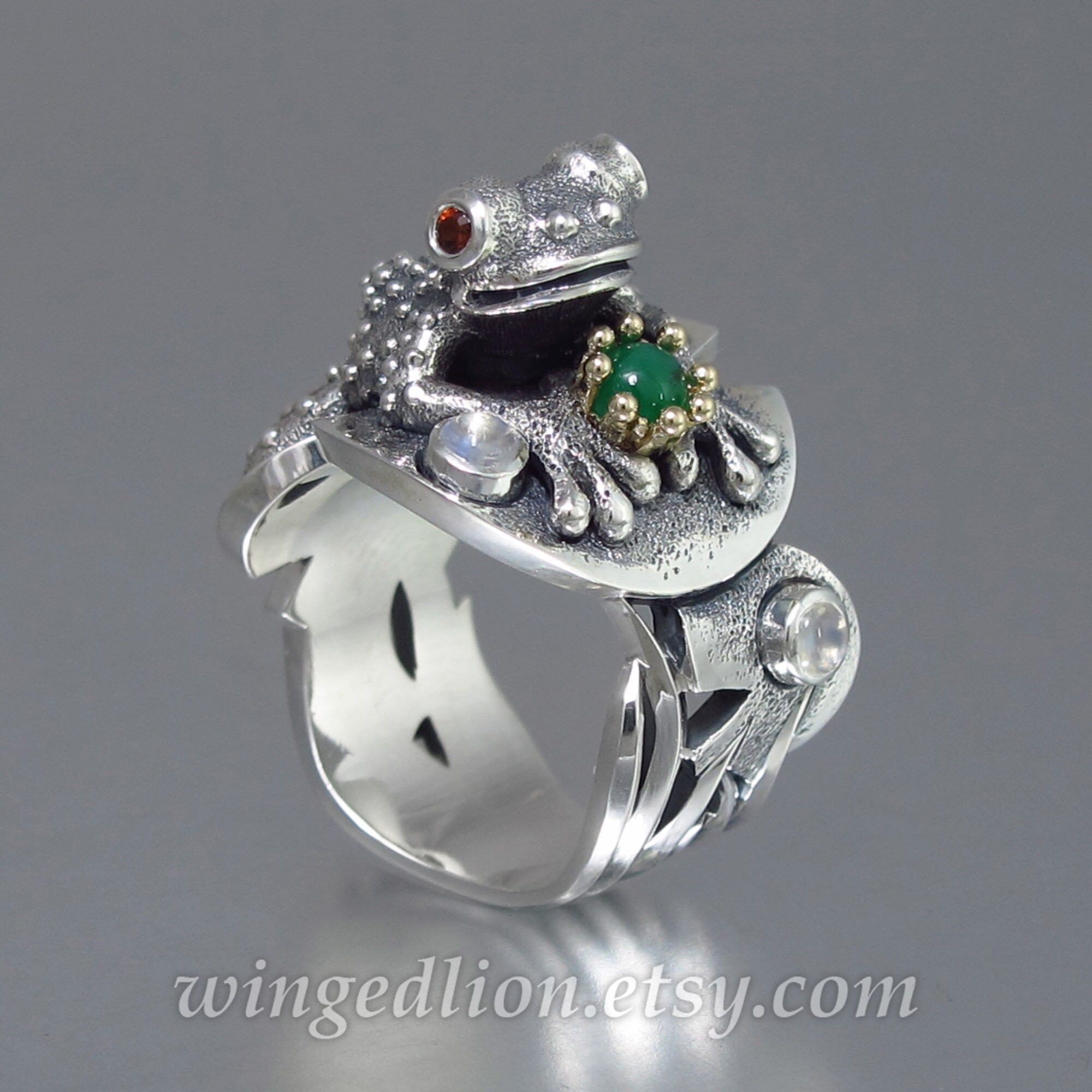 BEFORE THE KISS the Frog Prince Ring in Silver and 14k Gold - Etsy