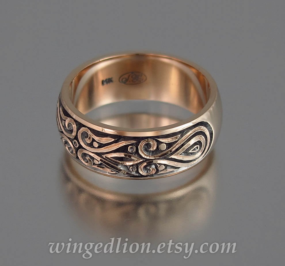 The PRINCE CHARMING 14K Rose Gold Mens Wedding Band - Etsy