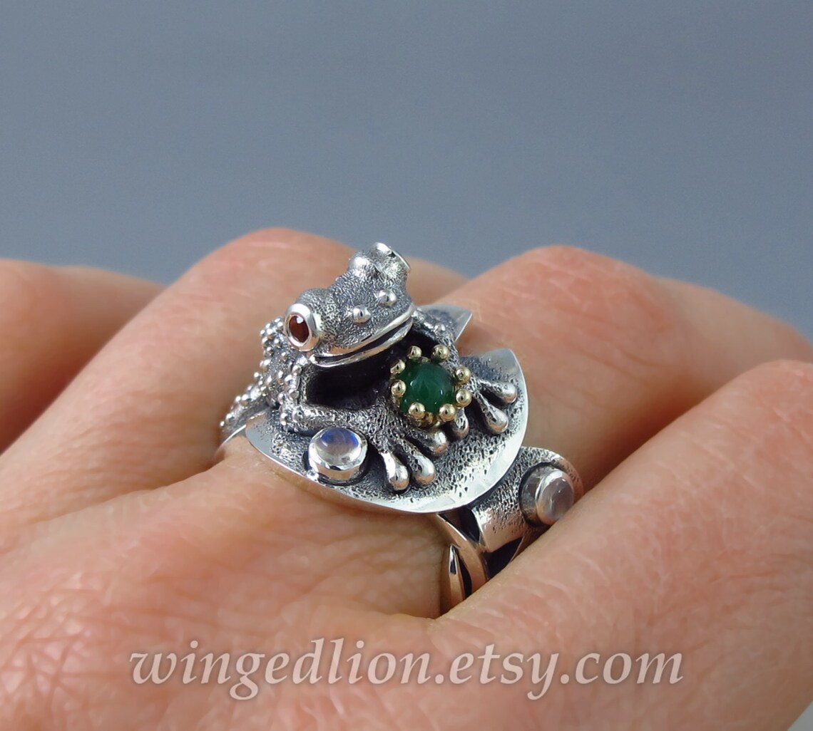 BEFORE THE KISS the Frog Prince Ring in Silver and 14k Gold - Etsy