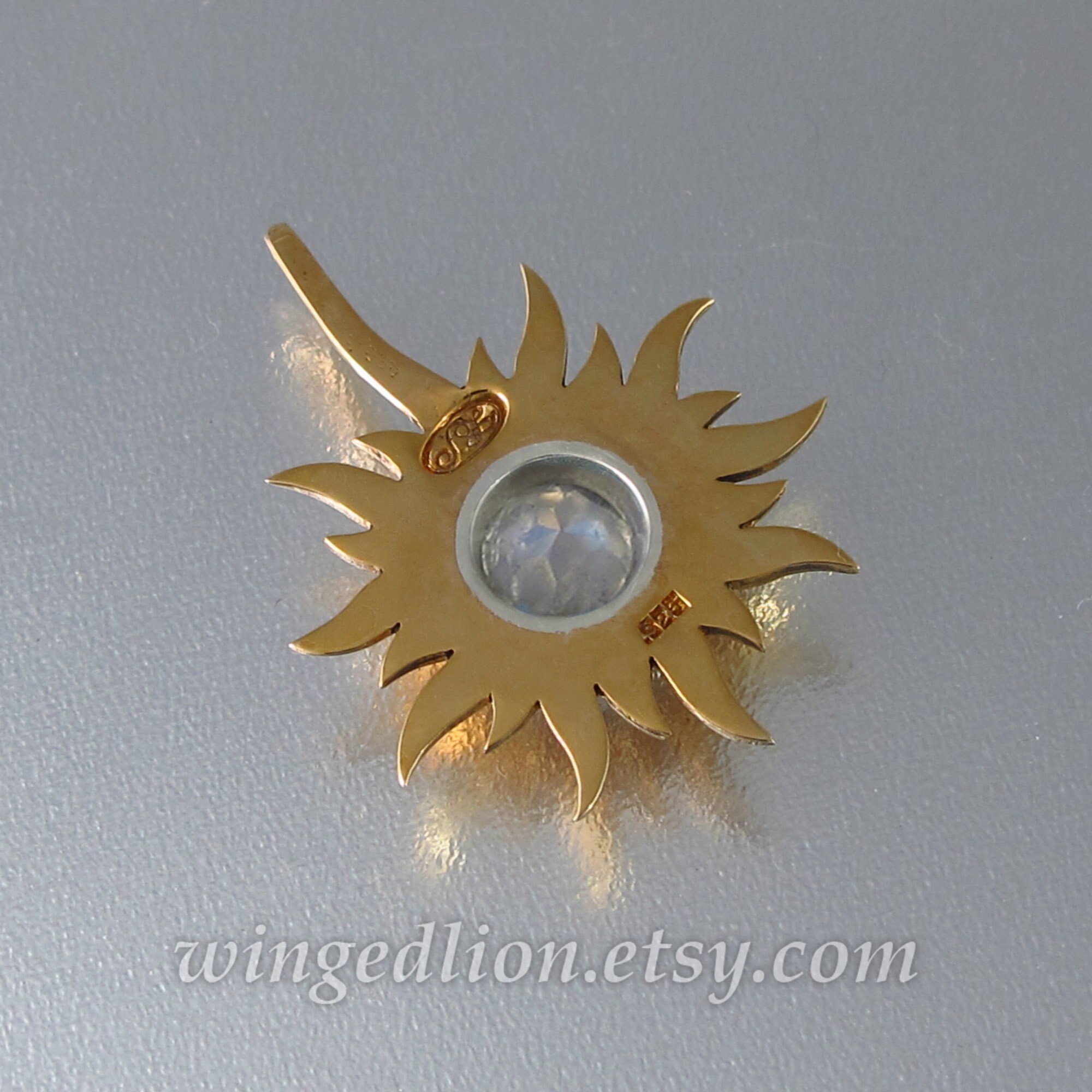 SOLAR ECLIPSE Bronze and Silver Sun Pendant With Moonstone - Etsy