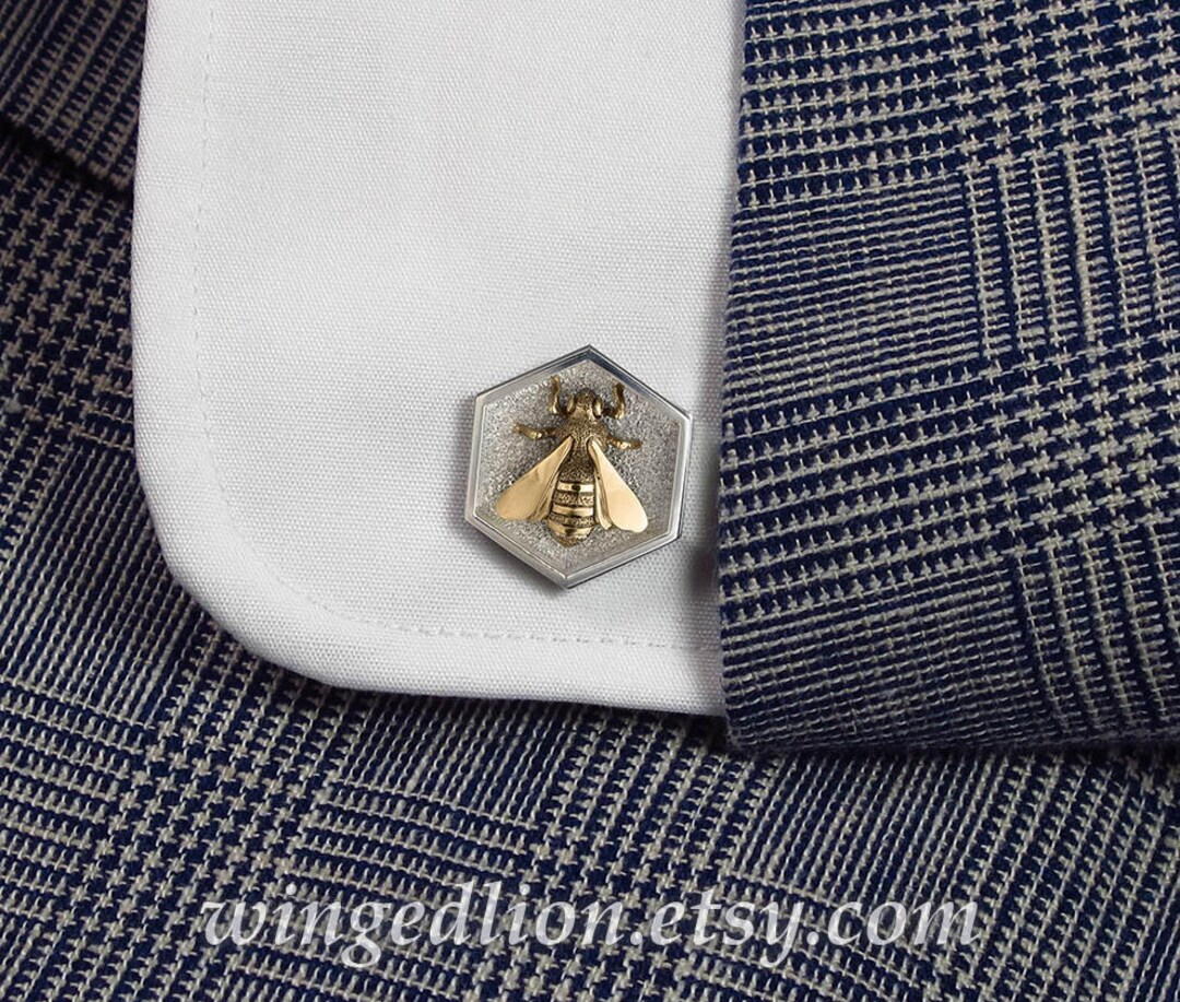 HONEY BEE Cufflinks Sterling Silver & Bronze Mens Cuff Links - Etsy