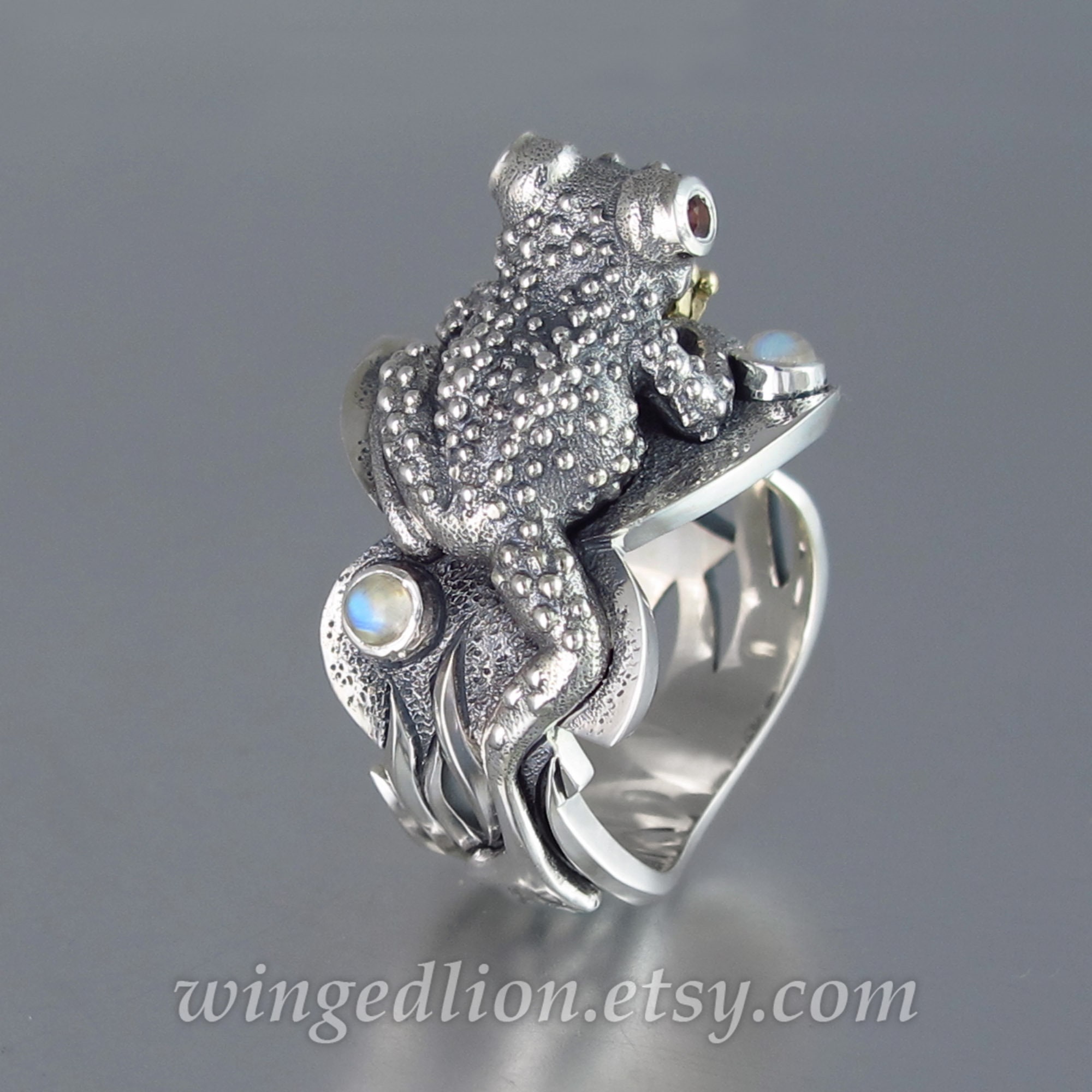 BEFORE THE KISS the Frog Prince Ring in Silver and 14k Gold - Etsy