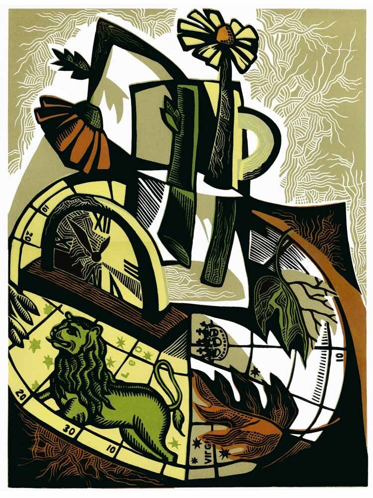 Still Life With a Star-chart Linocut, Original Printmaking, Still-life ...