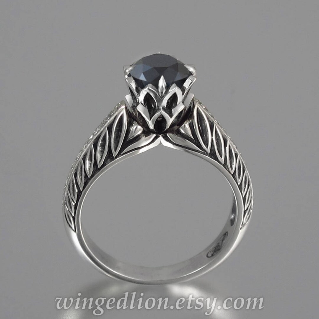 EDELWEISS 14K Gold Engagement Ring With Black Diamond - Etsy