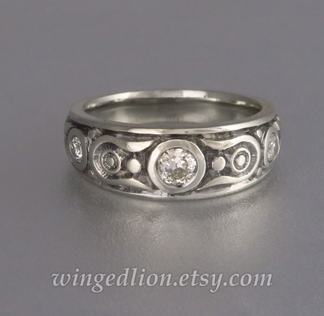ORION Band 14k White Gold White Sapphires - Etsy