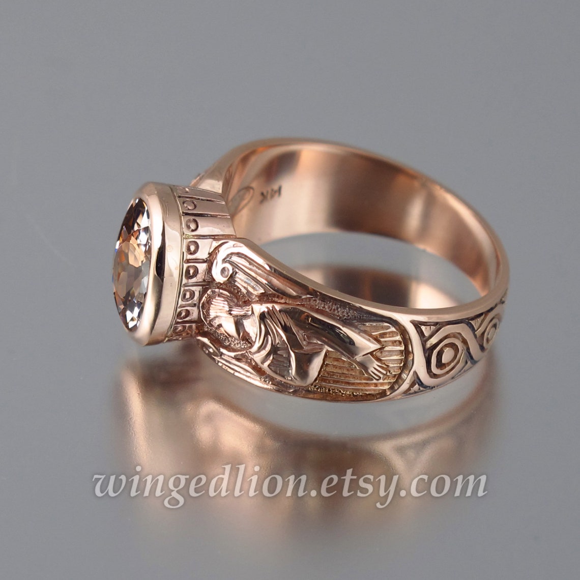 GUARDIAN ANGELS 14k Rose Gold Ring With Morganite sizes 5 to - Etsy