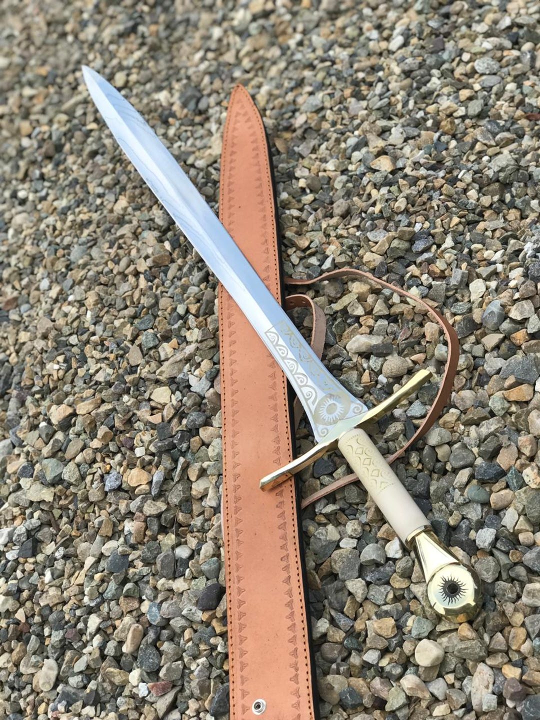 Excalibur Elendil Sword Handmade With Leather Sheath Replica Sword of ...