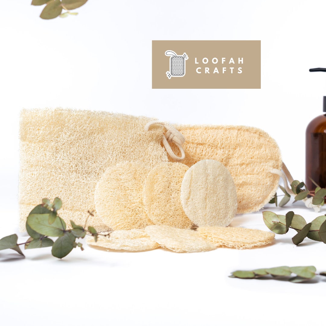 Loofahcrafts Eco Set Natural Egyptian Luffa Pads Bath Sponge ...