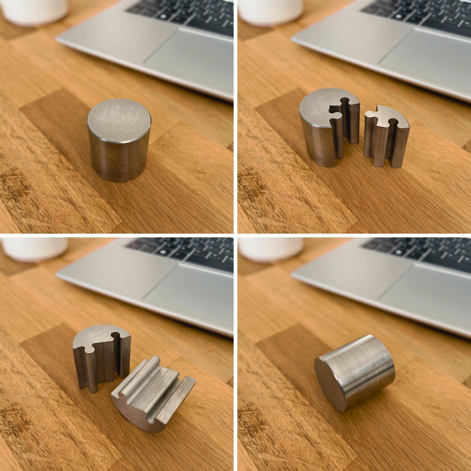 Stainless Steel Cylinder Puzzle - Customizable - 4-piece Zero-tolerance ...
