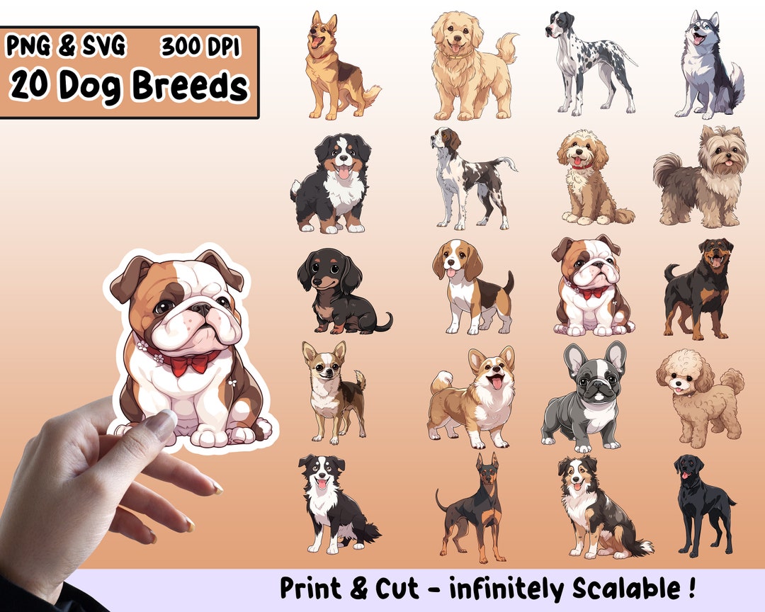 Dog Breeds Sticker PNG Pack, Dog Breeds Sticker Set, Dog Breeds PNG ...
