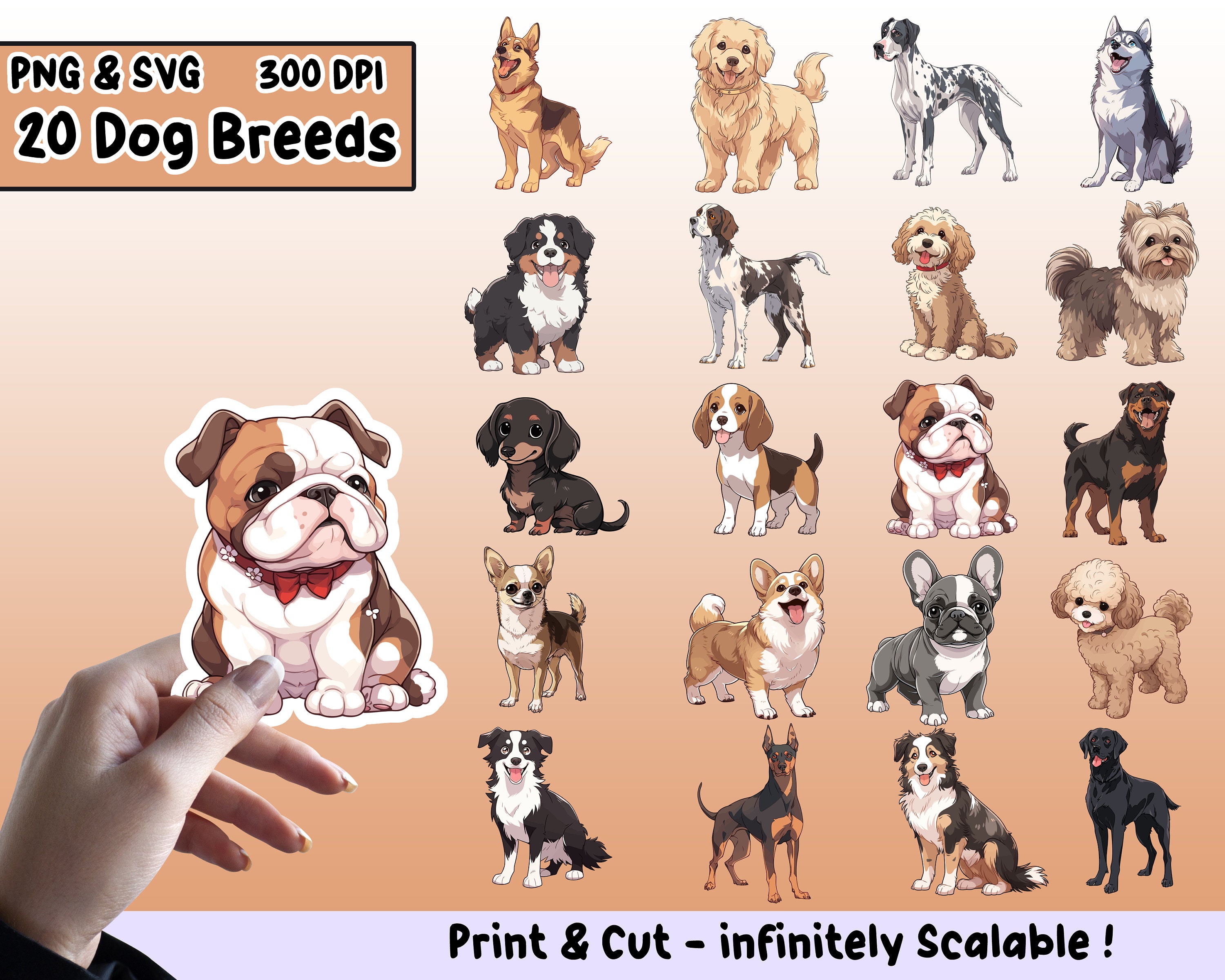 Dog Breeds Sticker PNG Pack, Dog Breeds Sticker Set, Dog Breeds PNG ...