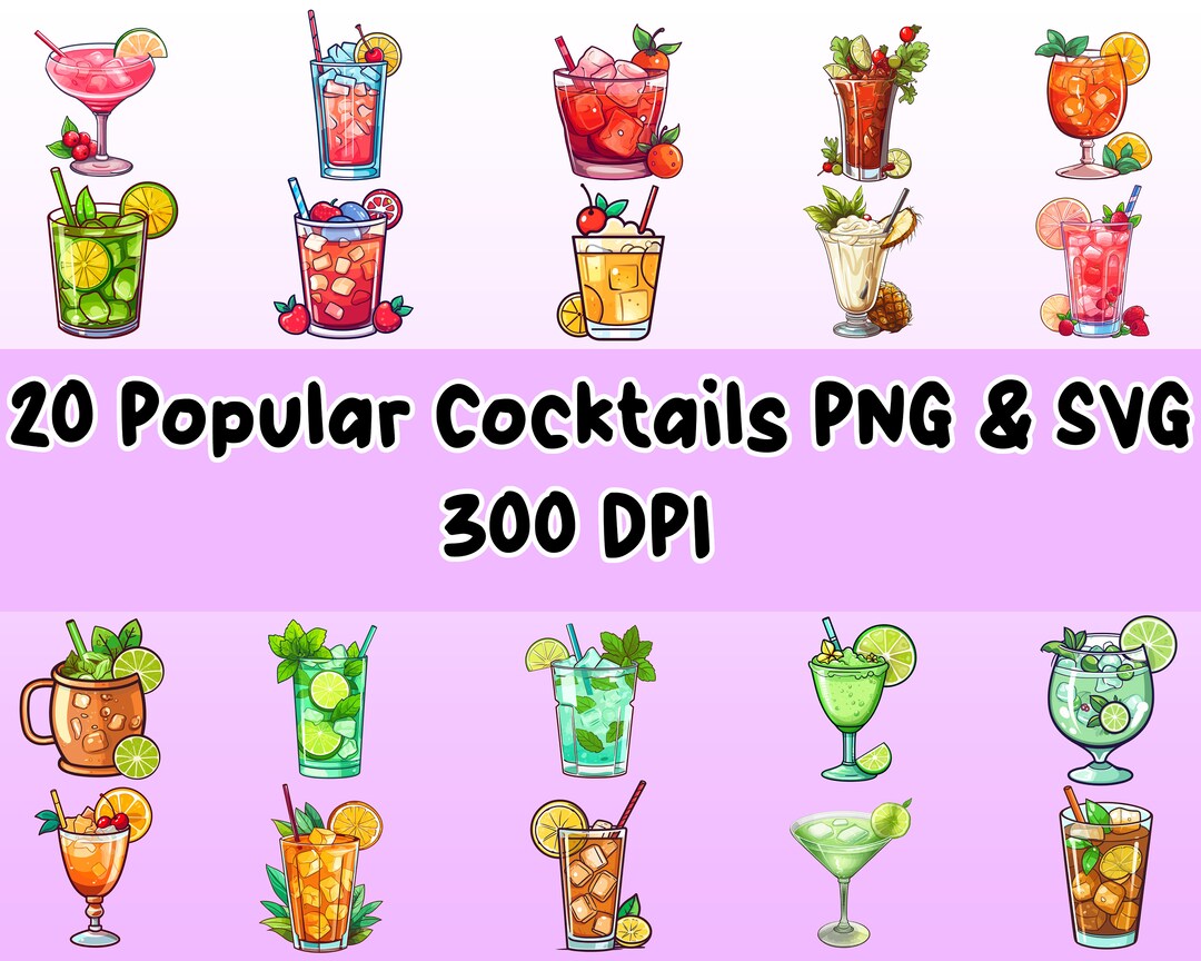 Cocktail Sticker PNG Pack, Cocktail Sticker Set, Cocktail PNG, Cocktail ...