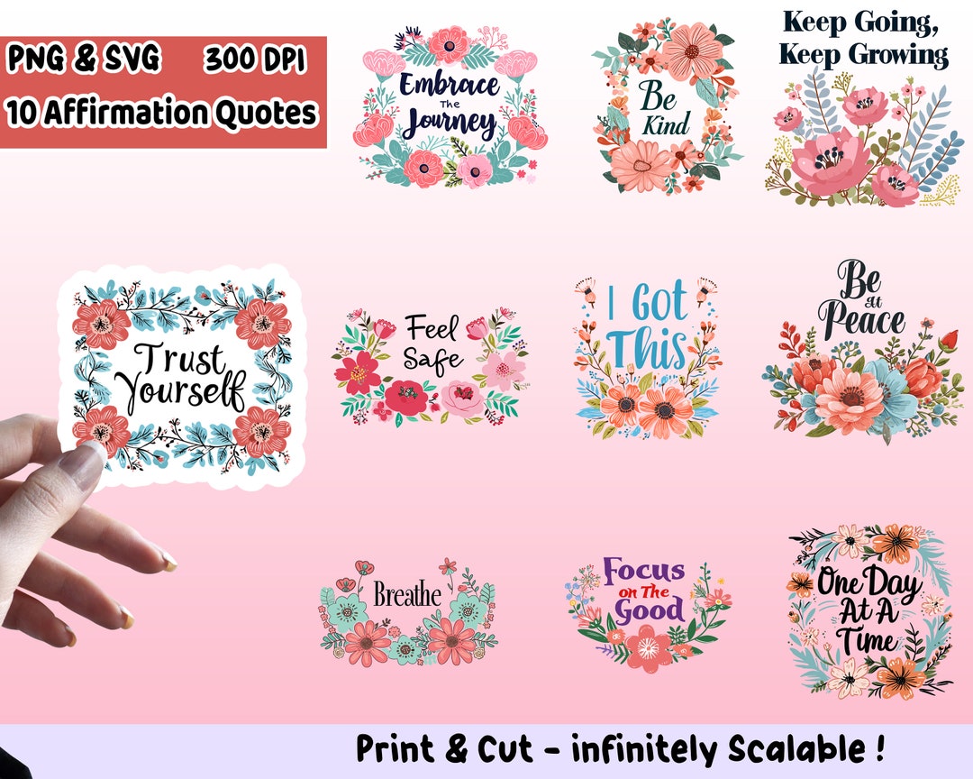 Affirmation Sticker PNG Pack, Affirmation Sticker Set, Affirmation PNG ...
