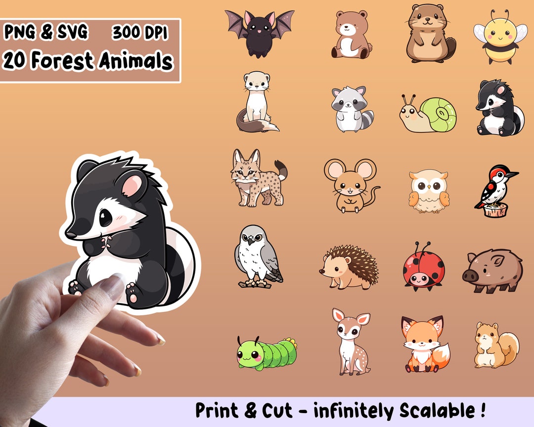 Forest Animals Sticker PNG Pack, Forest Animals Sticker Set, Forest ...