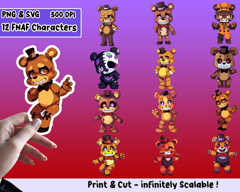 Fnaf Sticker PNG Pack, Fnaf Sticker Set, Fnaf PNG, Fnaf SVG, Sticker ...