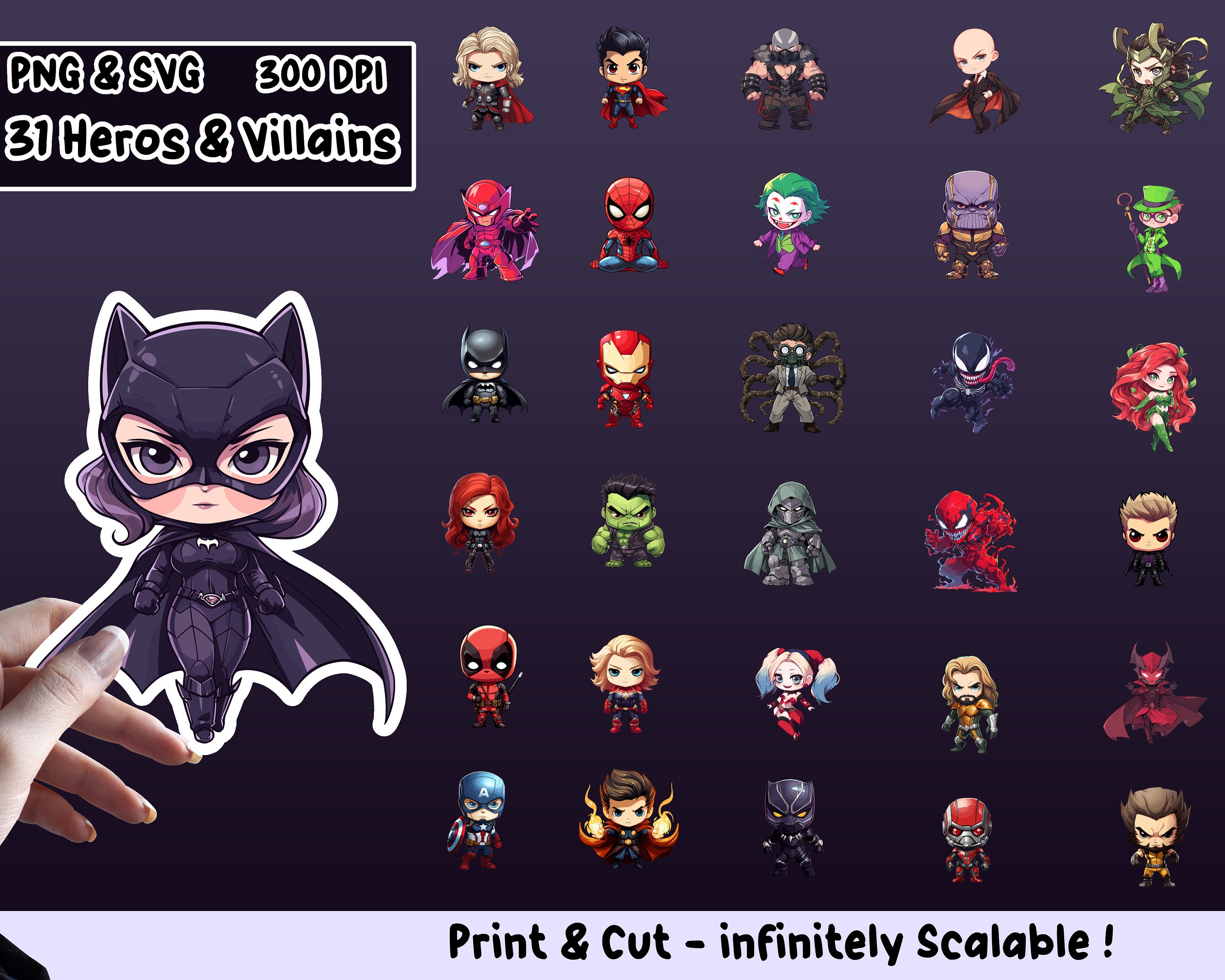 Heroes and Villains PNG Pack, Heroes and Villains Sticker Set, Heroes ...