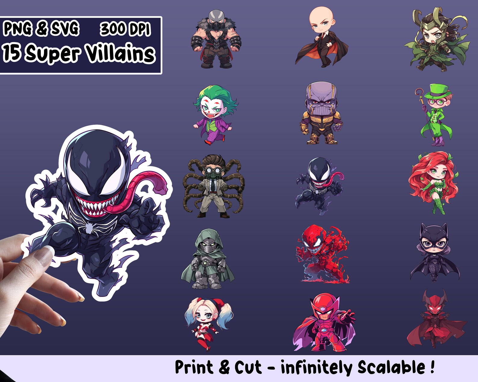 Villains Sticker PNG Pack, Villains Sticker Set, Villains PNG, Villains ...