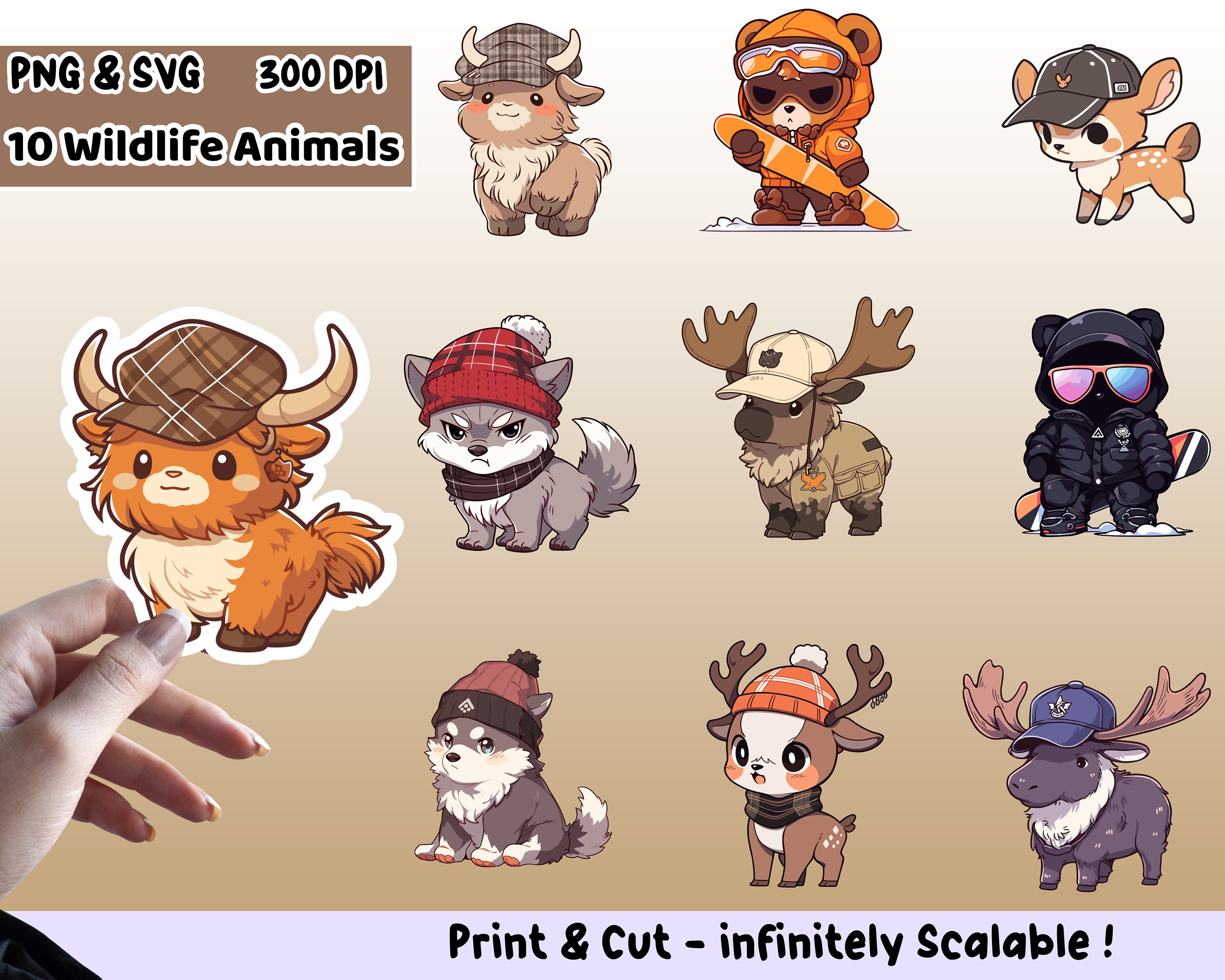 Wildlife Sticker PNG Pack, Wildlife Sticker Set, Wildlife PNG, Wildlife ...