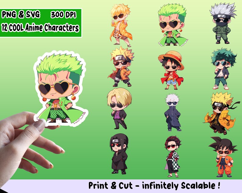 Anime Sticker PNG Pack, Anime Sticker Set, Anime PNG, Anime SVG ...