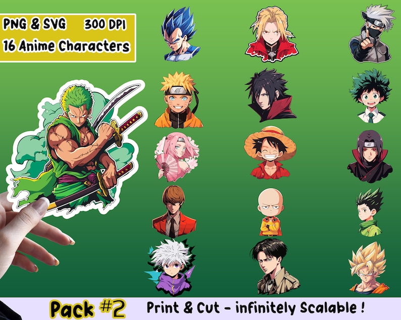 Anime Sticker PNG Pack, Anime Sticker Set, Anime PNG, Anime SVG ...
