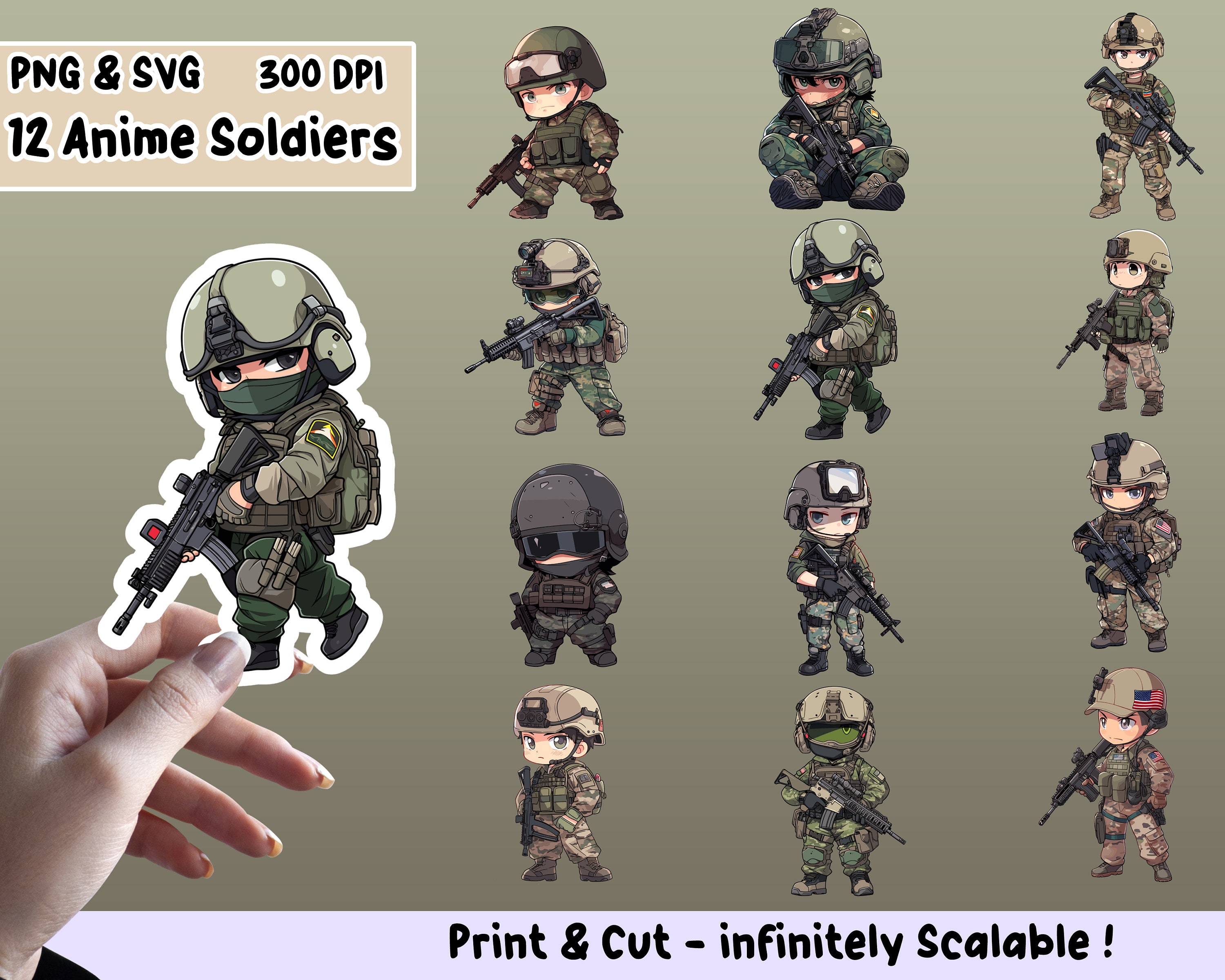 Soldier Sticker PNG Pack, Soldier Sticker Set, Soldier PNG, Soldier SVG ...