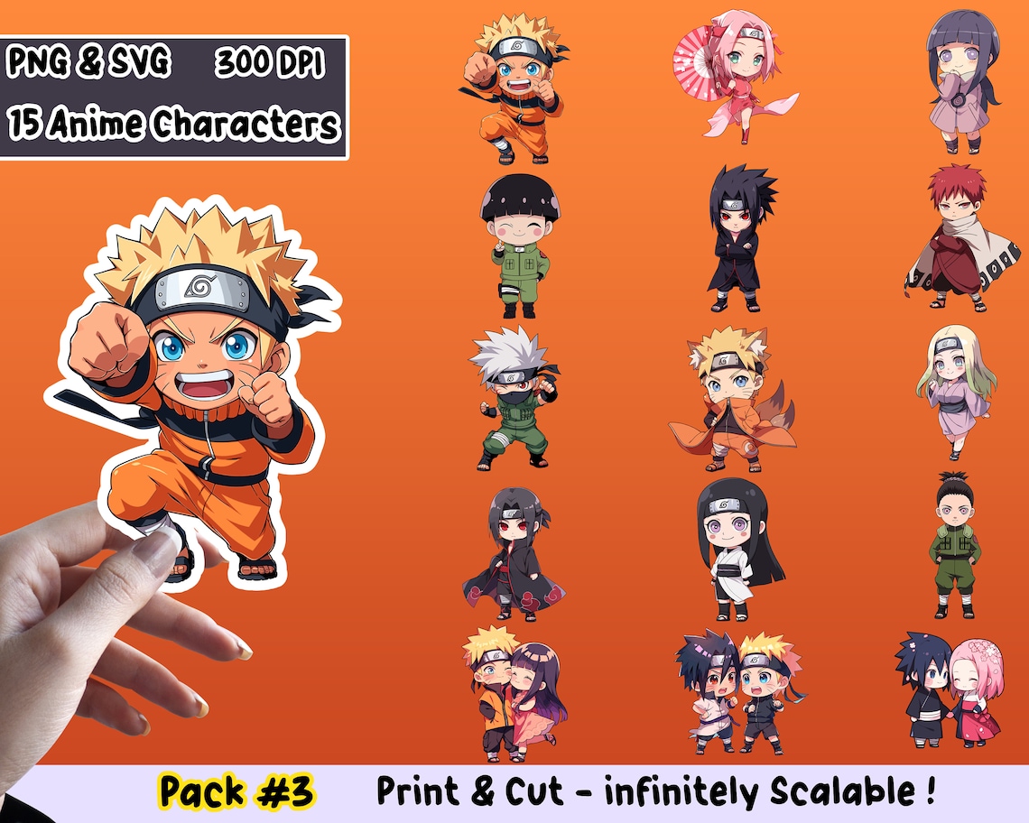 Anime Sticker PNG Pack, Anime Sticker Set, Anime PNG, Anime SVG ...