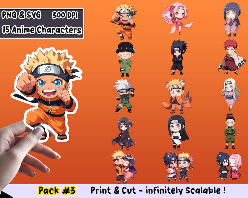 Anime Sticker PNG Pack, Anime Sticker Set, Anime PNG, Anime SVG ...