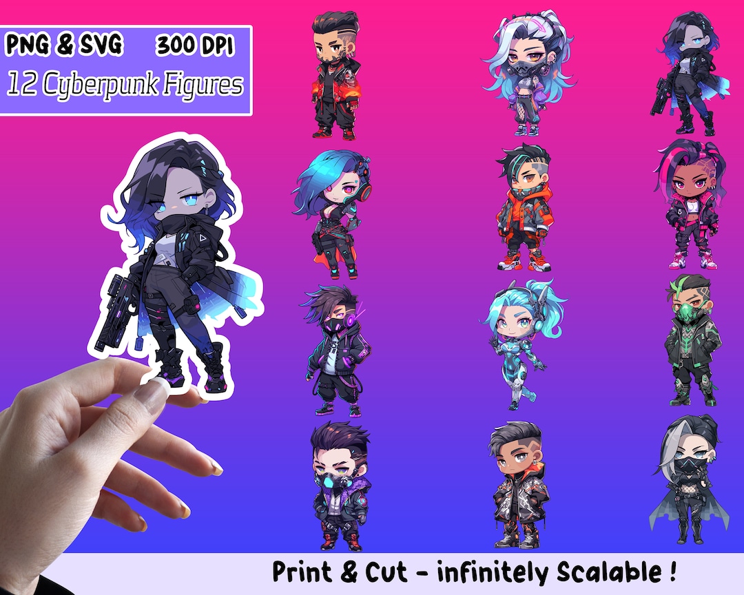 Cyberpunk Sticker PNG Pack, Cyberpunk Sticker Set, Cyberpunk PNG ...