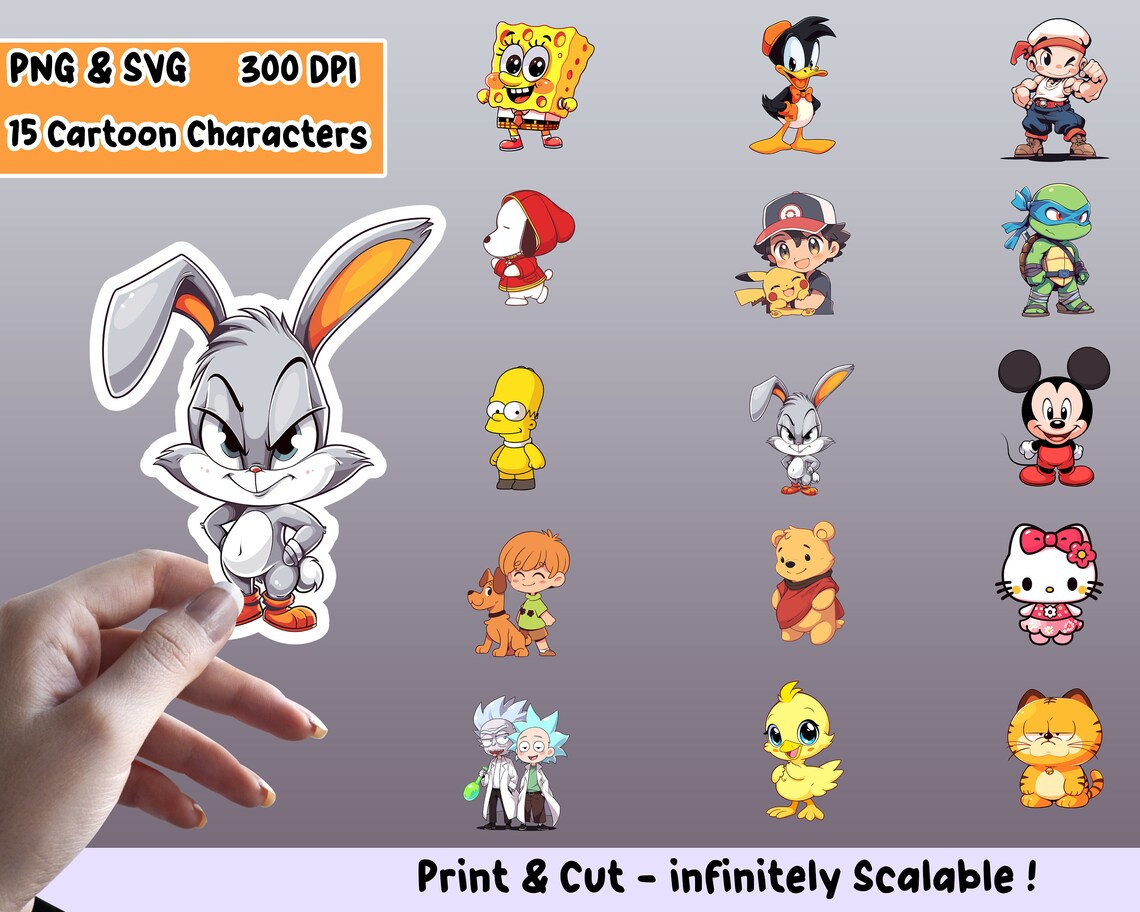 Cartoon Sticker PNG Pack, Cartoon Sticker Set, Cartoon PNG, Cartoon SVG ...