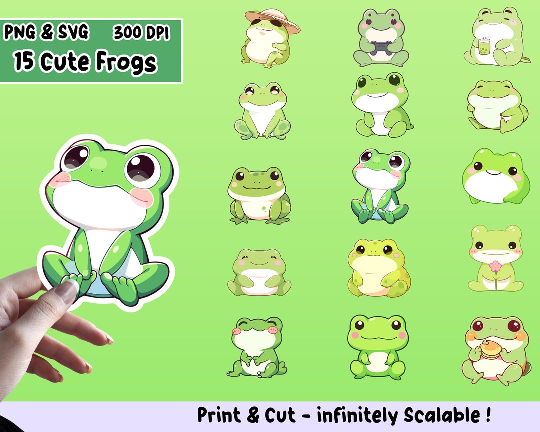 Cute Frogs Sticker PNG Pack, Cute Frogs Sticker Set, Cute Frogs PNG ...