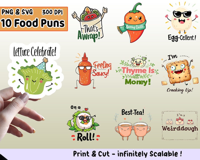 Food Puns Sticker PNG Pack, Food Puns Sticker Set, Food Puns PNG, Food ...
