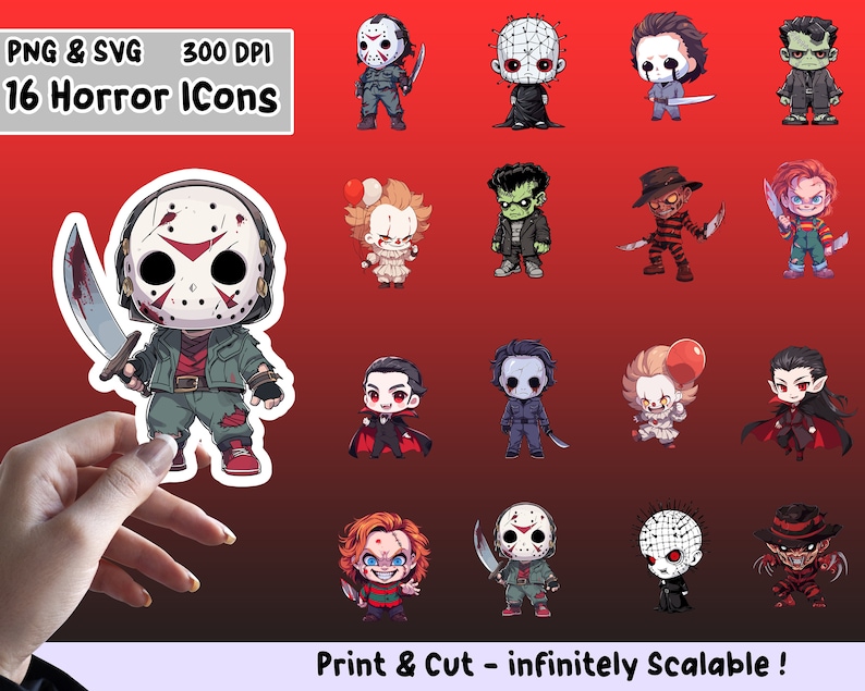 Horror Icons Sticker PNG Pack, Horror Icons Sticker Set, Horror Icons ...