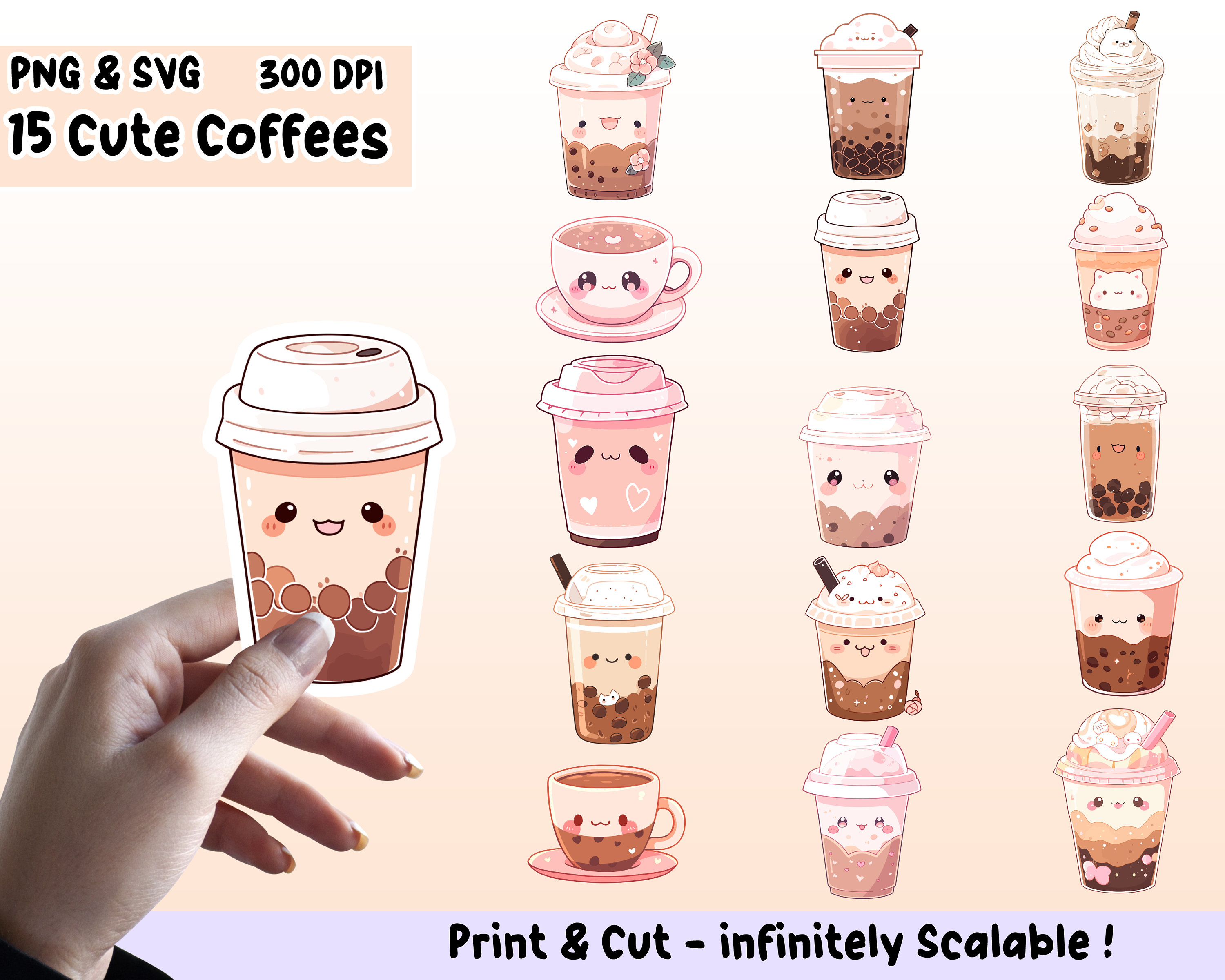 Coffee Sticker PNG Pack, Coffee Sticker Set, Coffee PNG, Coffee SVG ...