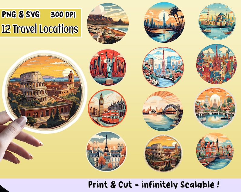 Travel Sticker PNG Pack, Travel Sticker Set, Travel PNG, Travel SVG ...