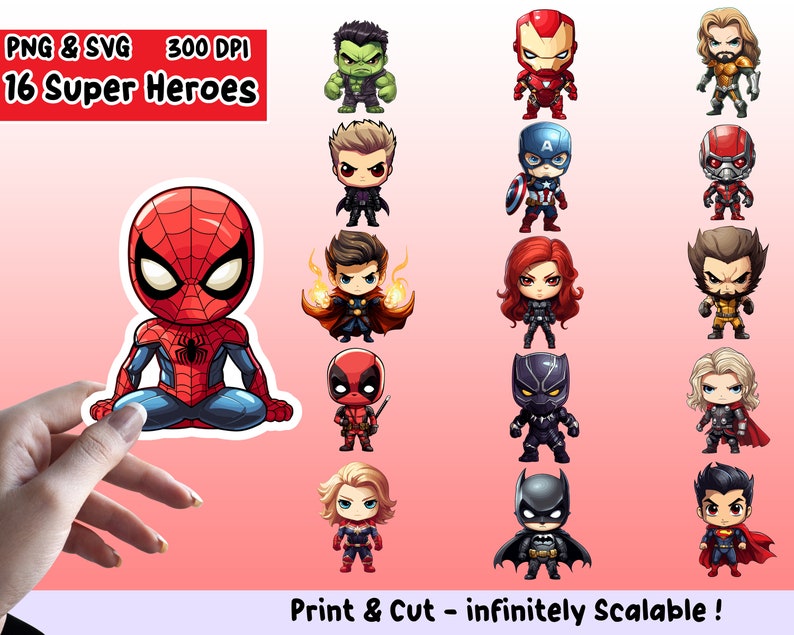 Super Heroes Sticker PNG Pack, Super Heroes Sticker Set, Super Heroes ...