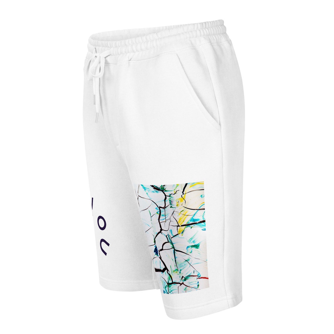 The White Abstract Unisex Fleece Shorts. - Etsy