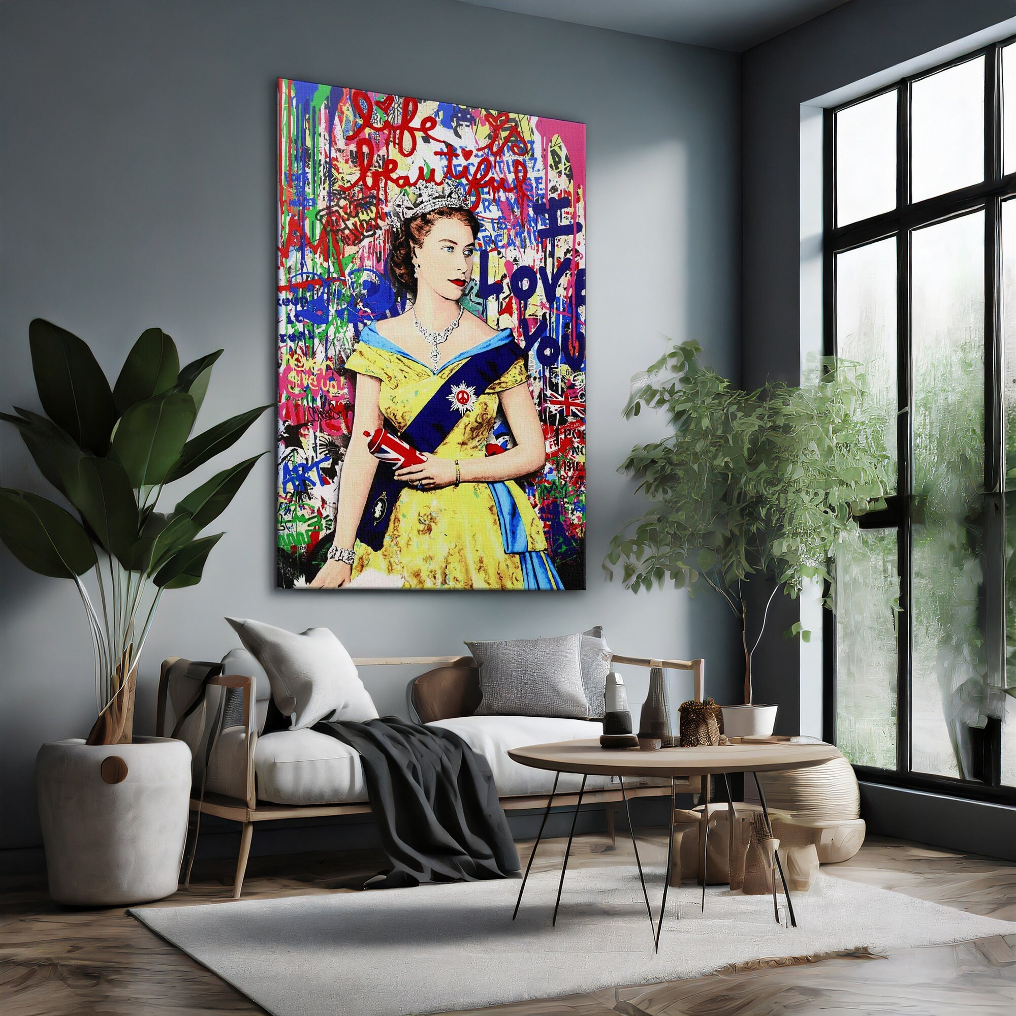 Banksy Queen Elizabeth Wall Art, Banksy Street Art Pop Art Wall Art ...