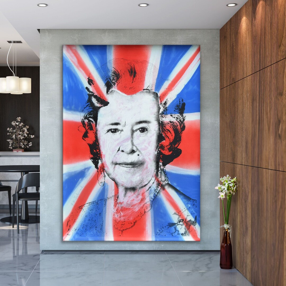 Banksy Queen and Union Jack, Queen Elizabeth Wall Art, Banksy Street ...