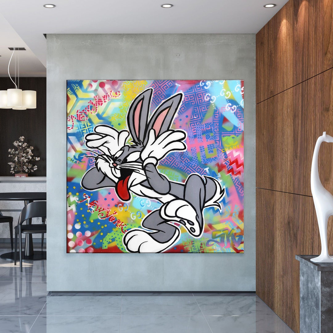 Bugs Bunny Newyork Pop Art Graffiti Canvas Print, Banksy Art, Bugs Bunny Graffiti, Street ...