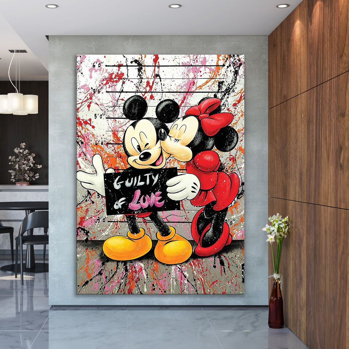 Guilty of Love Mickey and Minnie Mouse Canvas Wall Art, Banksy Style ...