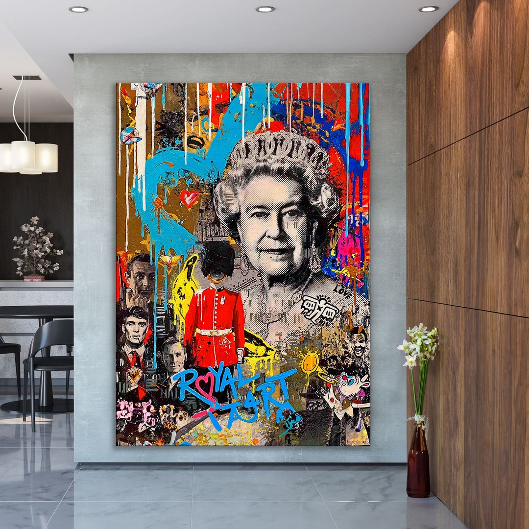 Queen Elizabeth Pop Art Canvas Print, Luxury Painting Fashion Prints ...