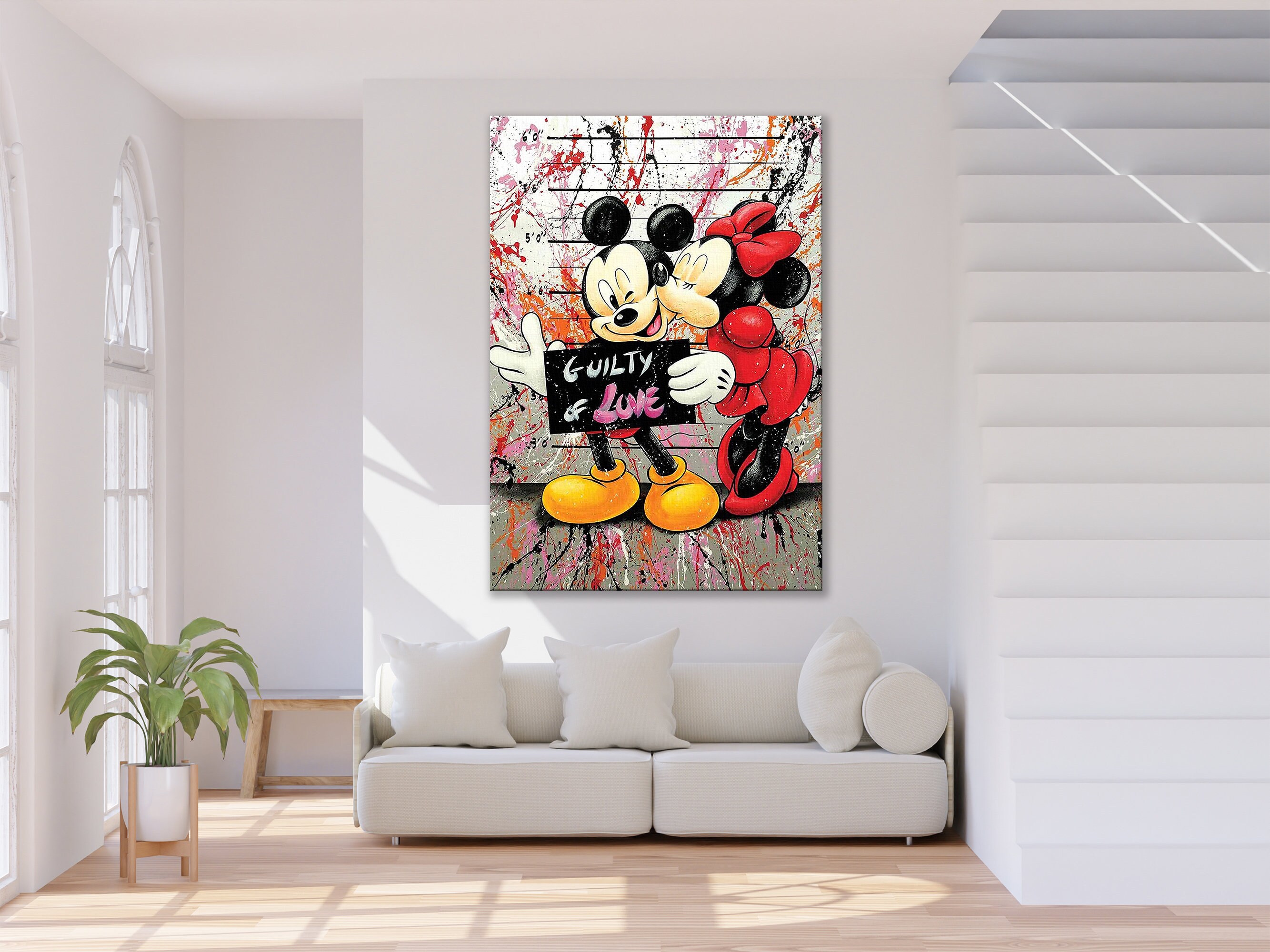 Guilty of Love Mickey and Minnie Mouse Canvas Wall Art, Banksy Style ...