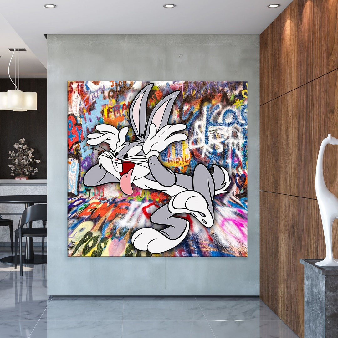 Graffiti Funny Bugs Bunny Pop Art Canvas Print, Bugs Bunny Canvas ...
