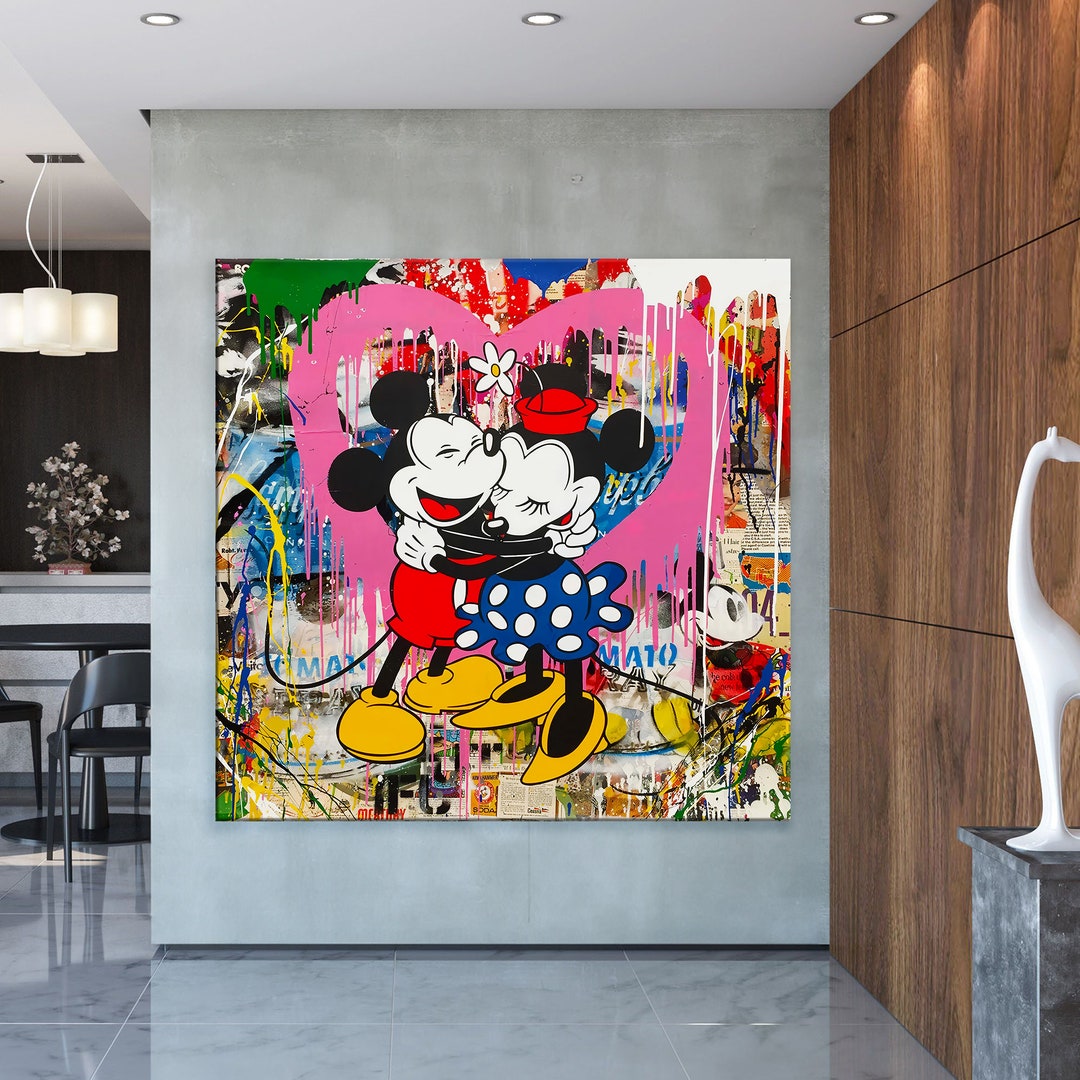 Banksy Mickey and Minnie Mouse Graffiti Pop Art Canvas, Banksy Love ...