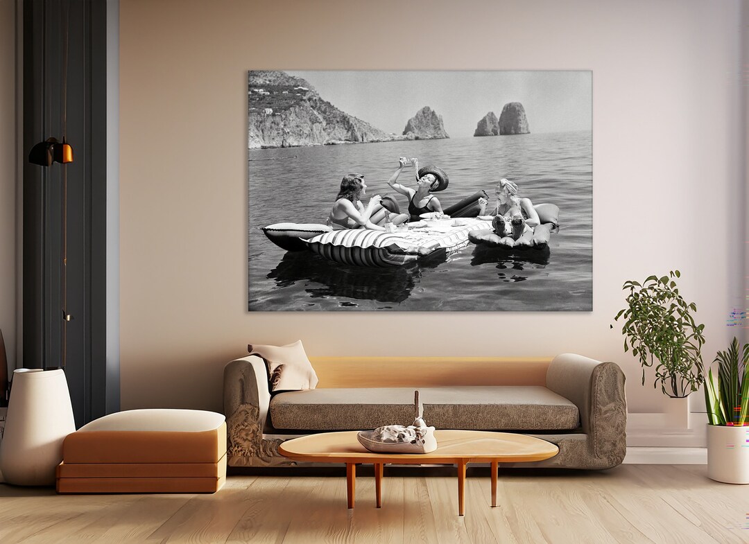 Floating Luncheon Canvas Wall Art ,three Young Women Eat Spaghetti on ...