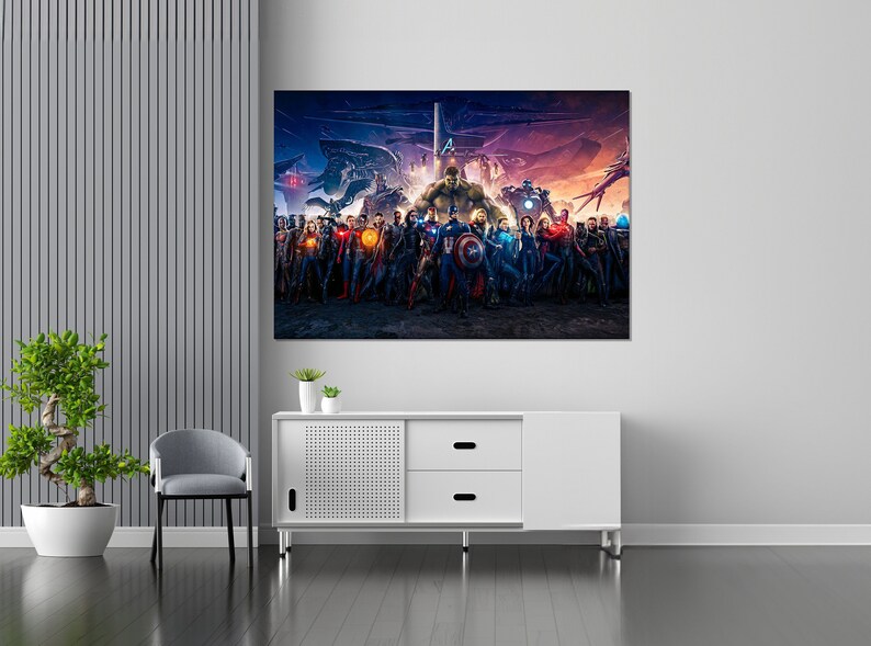 Marvel All Characters XXL Canvas Wall Art ' Blockbuster Fine Art Print ...